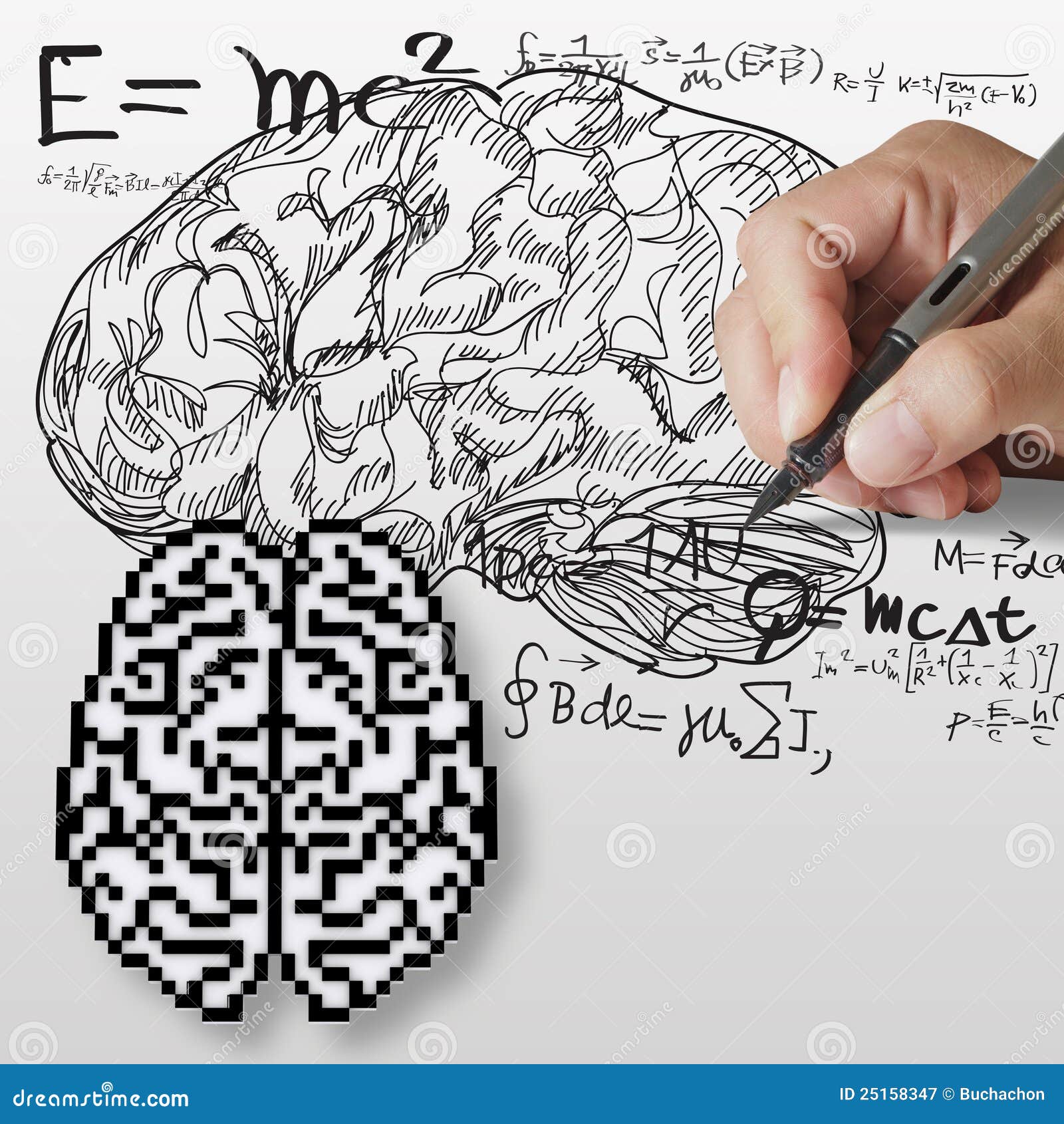 Maths,science Formula and Brain Sign Stock Illustration - Illustration ...