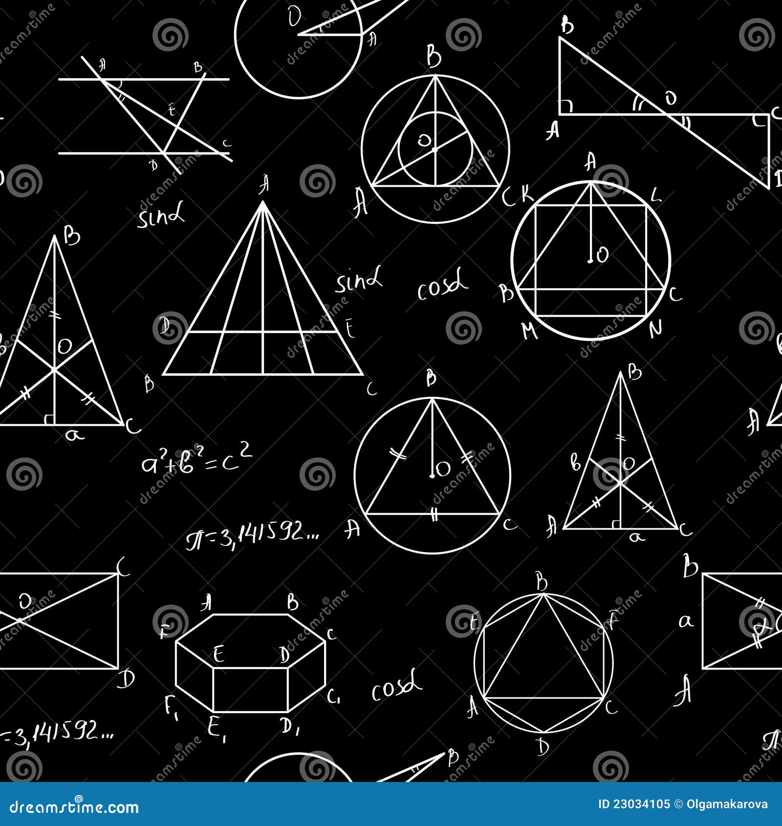 Maths seamless pattern stock vector. Illustration of algebra - 23034105