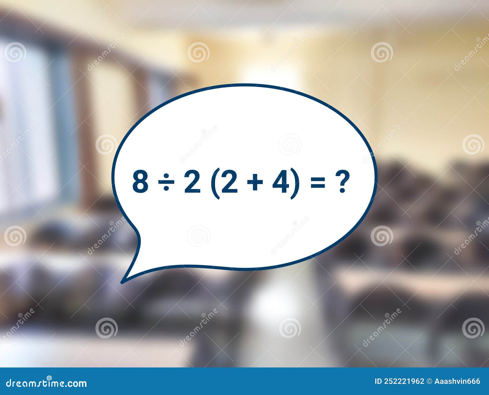 Maths Sum in Massage Shape Isolated on Blur Classroom View Stock Photo ...
