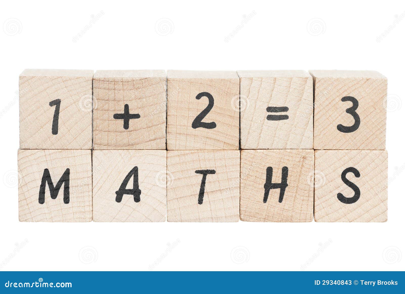 Maths Sum with Wooden Blocks. Stock Image - Image of problem, easy ...