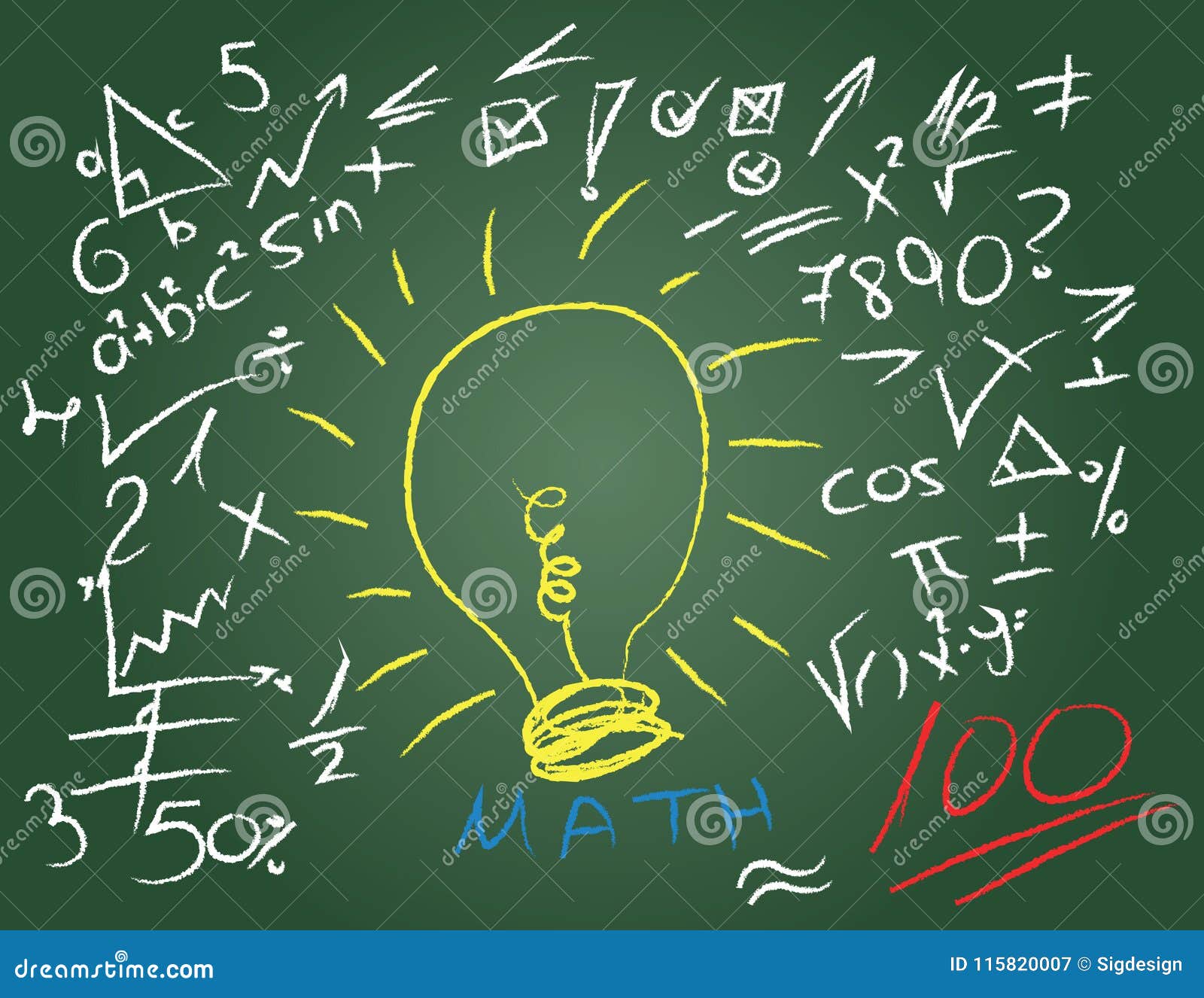 Maths Symbol and Elements on Green Chalkboard Stock Vector ...