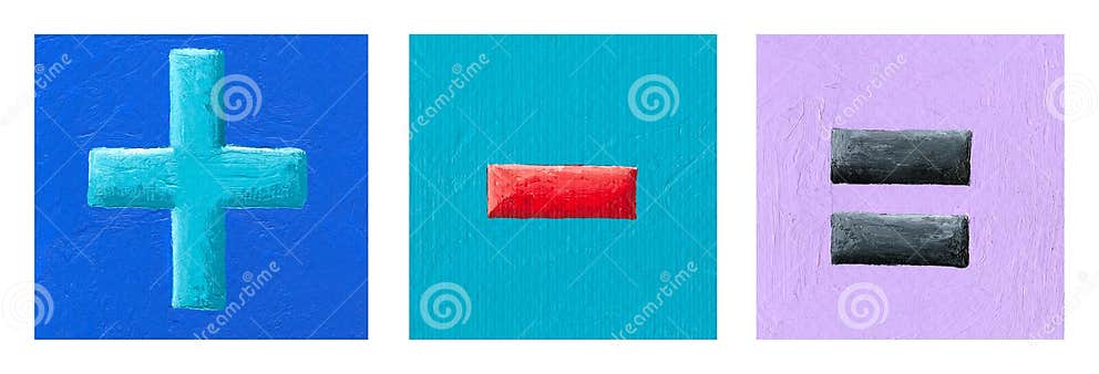Maths Symbols Plus and Minus Stock Illustration - Illustration of green ...