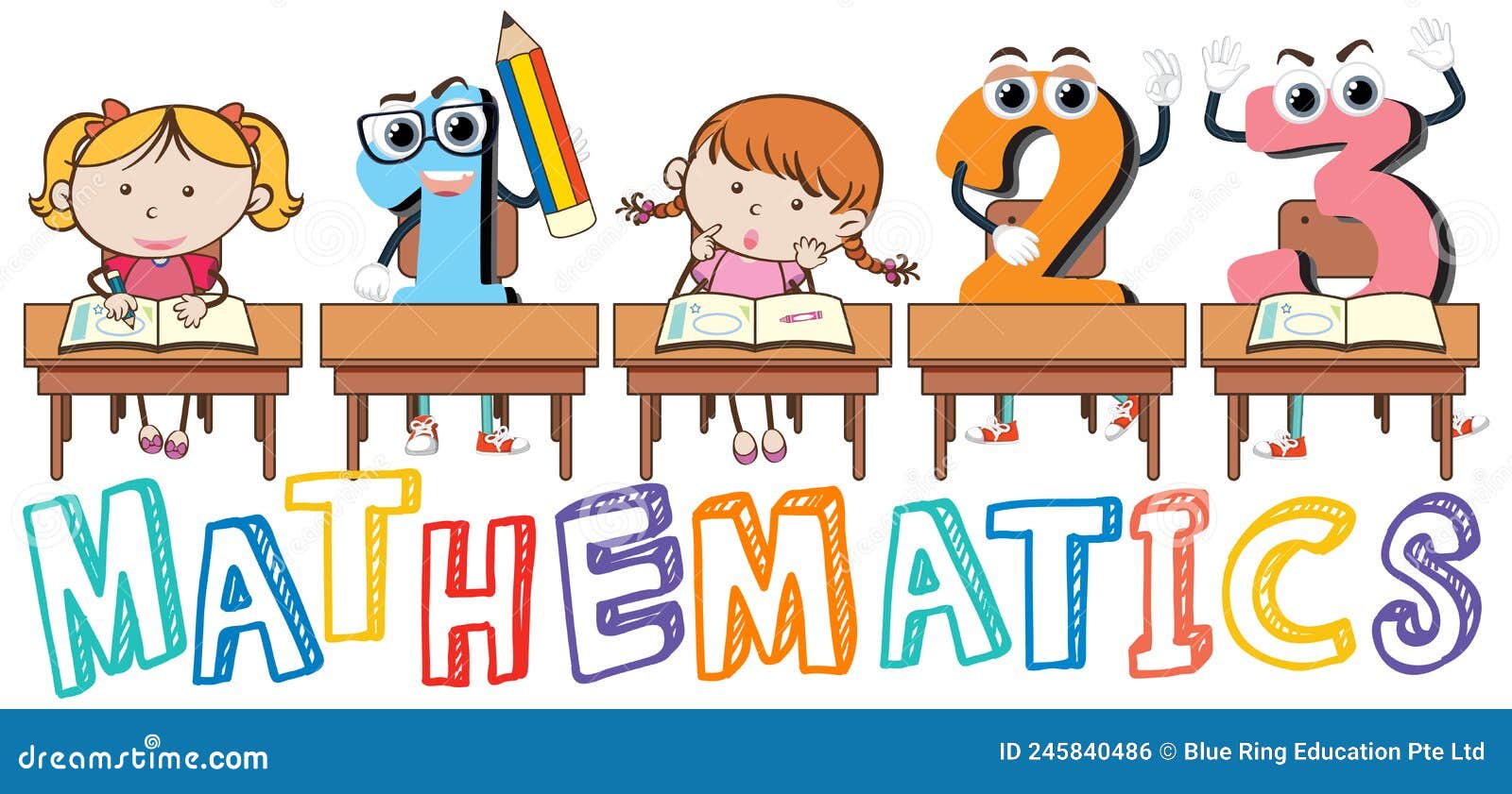 Mathématiques Mot Logo En Style Dessin Animé Illustration de Vecteur - Illustration du drapeau ...