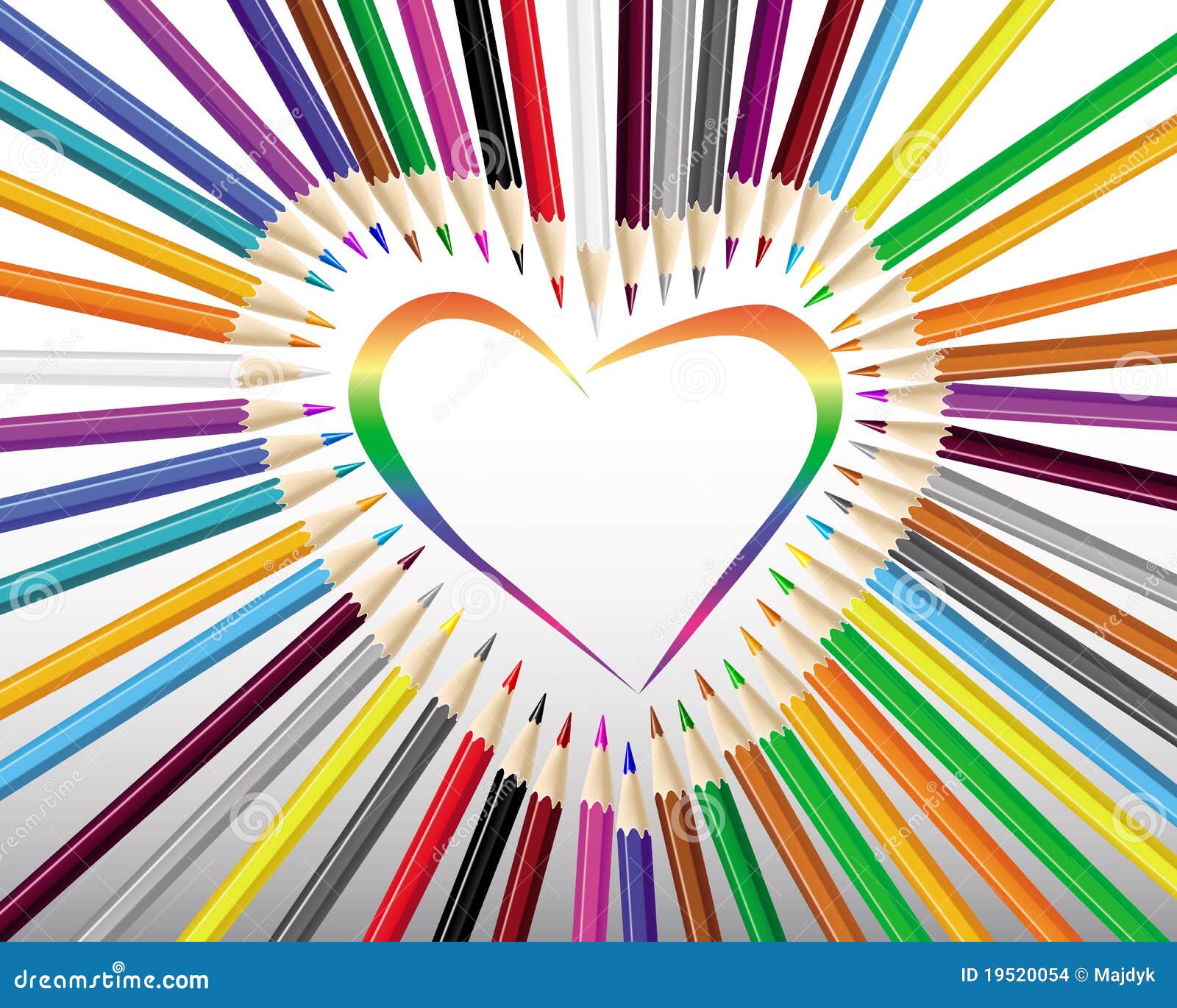 Matite Colorate in Un Cuore Illustrazione di Stock - Illustrazione di ...