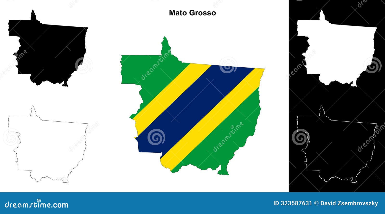 Mato Grosso outline map stock vector. Illustration of vector - 323587631