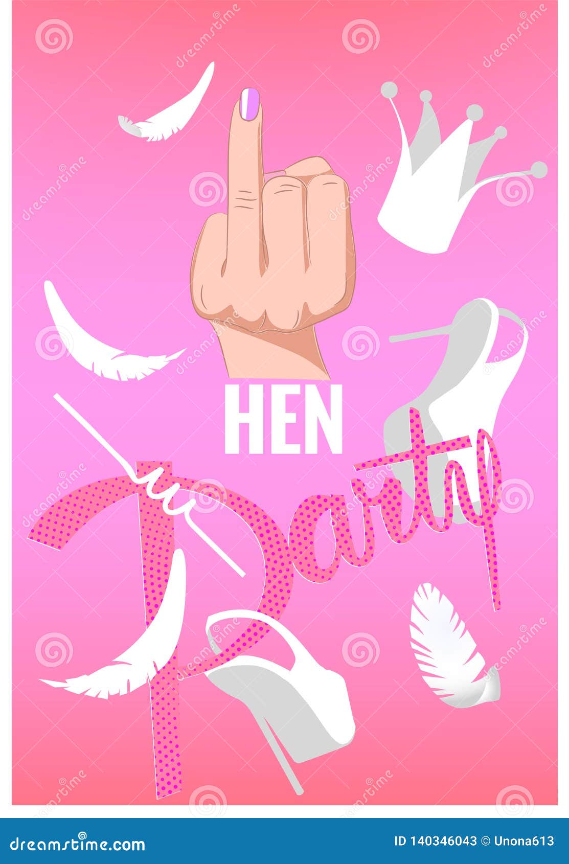Hen Party Banner with Girl Design Elements and Feathers. Stock Vector ...