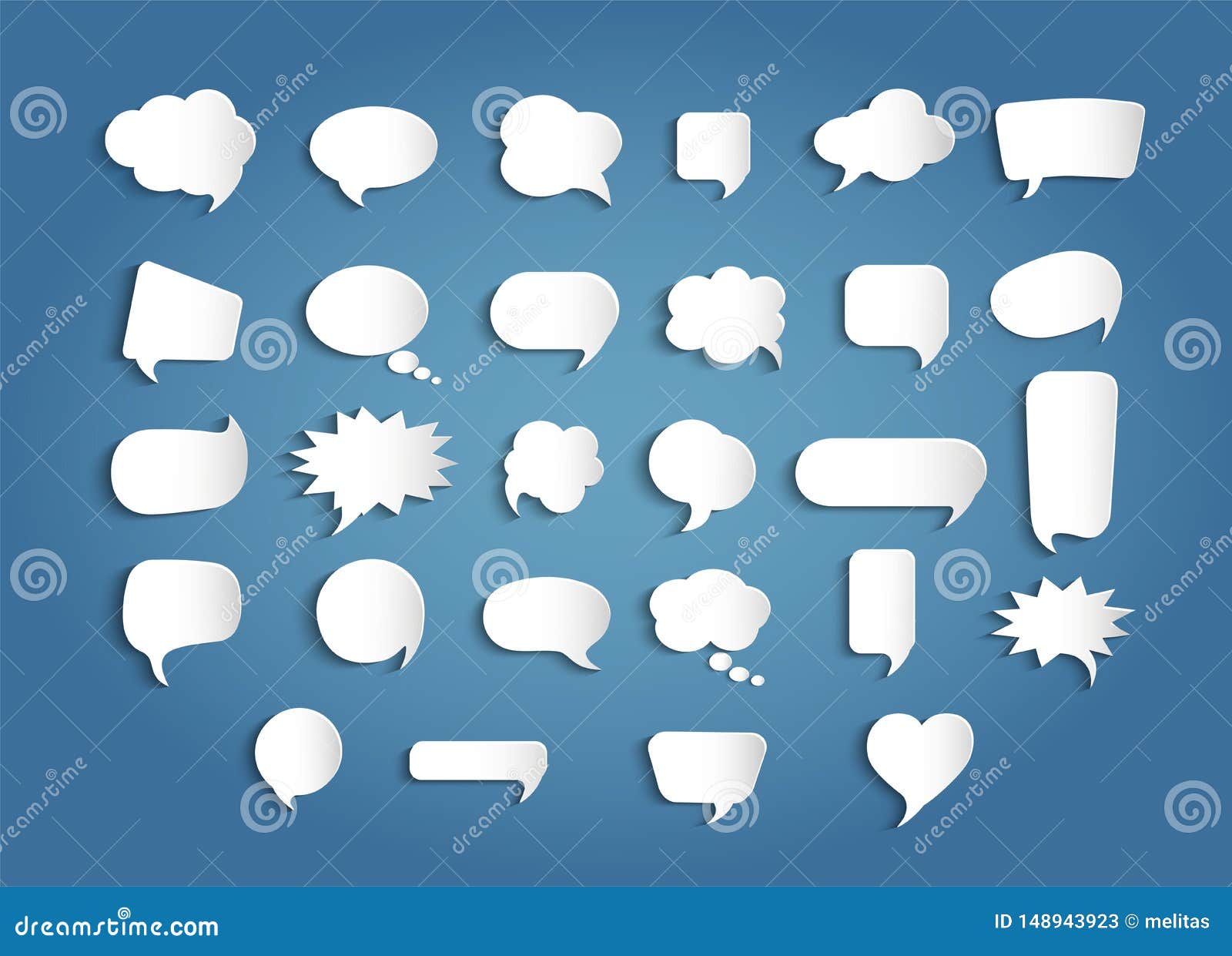 Paper Chat Cartoon Bubbles Shape and Word Box for Entering Text Message ...