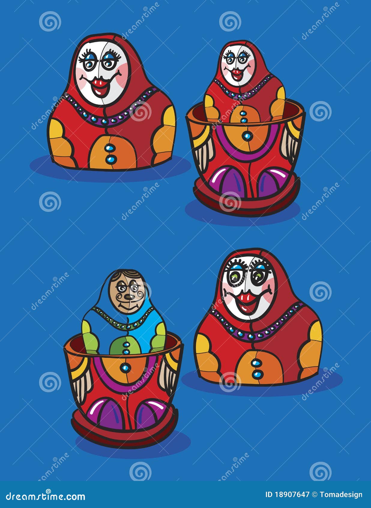 Matrioshca cartoon stock vector. Illustration of stripes - 18907647