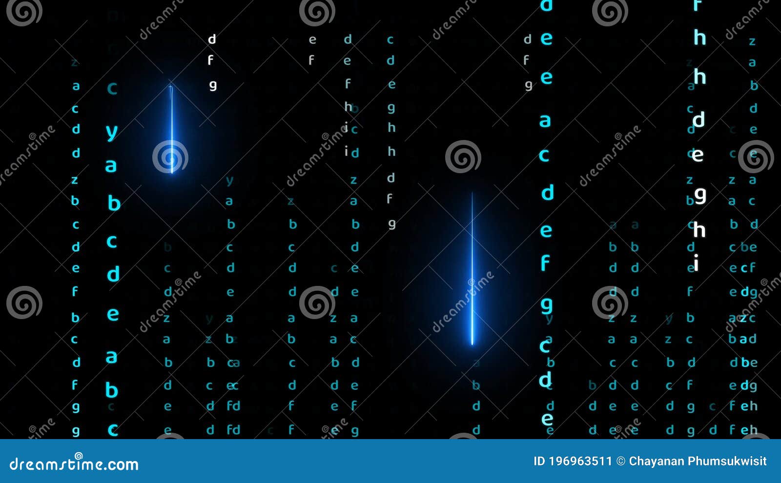 Matrix Alphabet and Blue Laser Abstract Light Effect Falling Stock ...