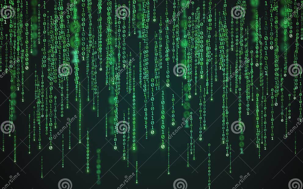 Matrix Background. Binary Code Texture. Falling Green Numbers. Data Visualization Concept Stock ...