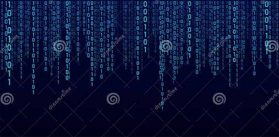 Matrix Background. Cyber Security with Binary Code. Rapidly Falling Randomly Blue Numbers ...