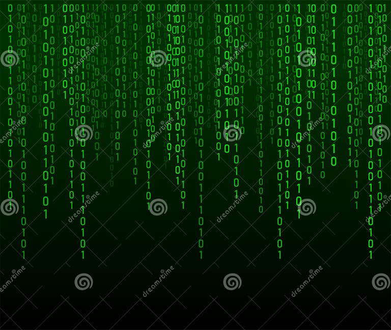 Matrix Background. Cyber Security with Binary Code. Rapidly Falling Randomly Green Numbers ...
