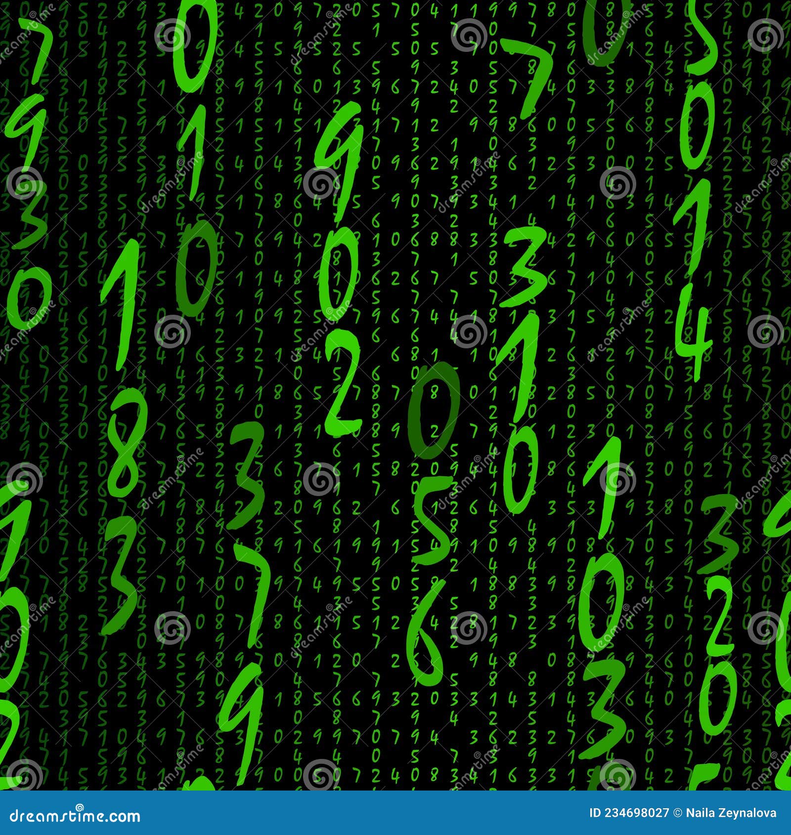 Matrix Background. Green Digital Vector Seamless Pattern. Digitally ...