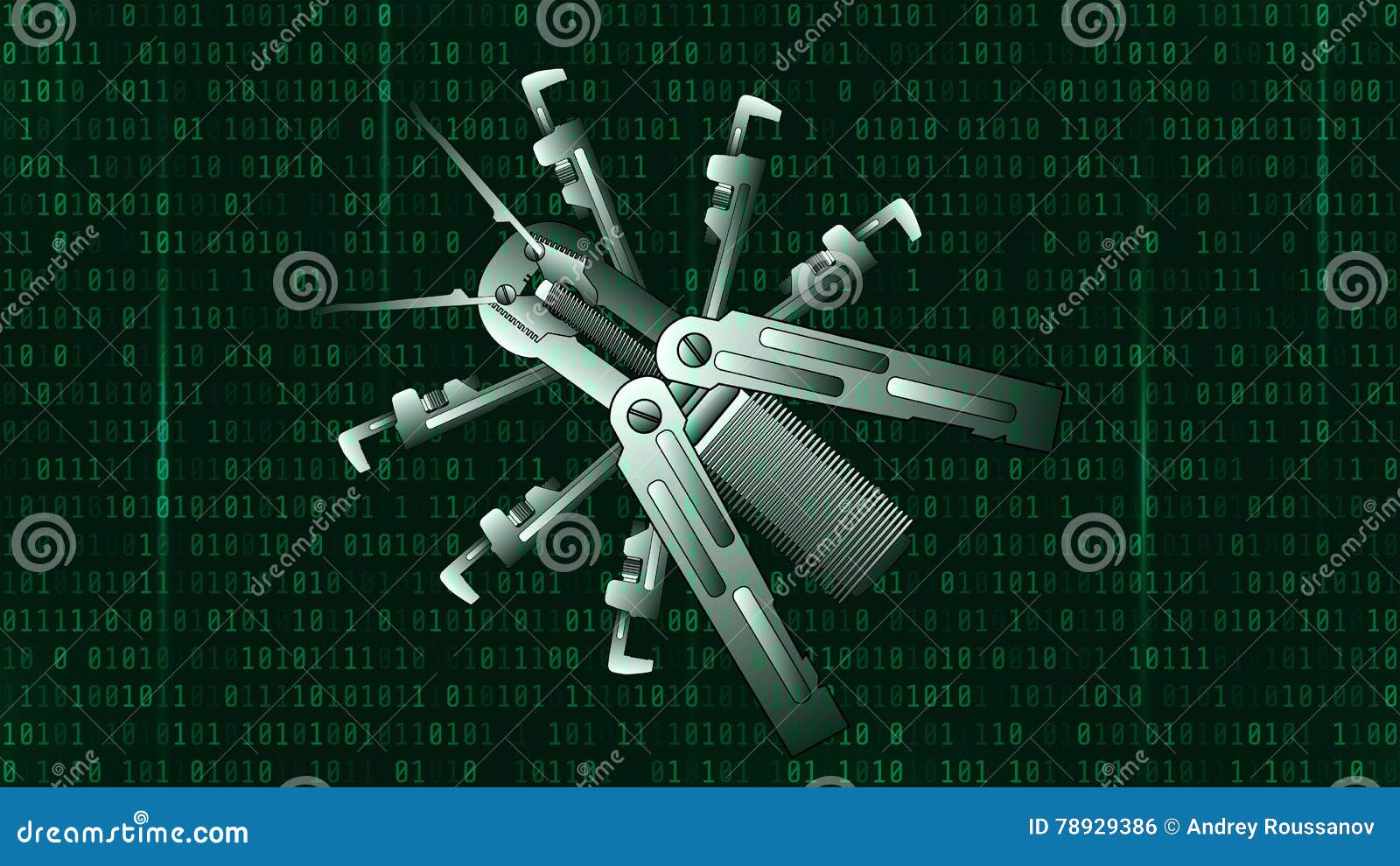 Matrix Bee. Mechanical Bee on Green Background of the Numeral Stock ...