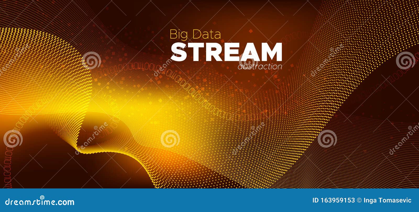 Matrix Big Data. Gold Vector Science Flyer Stock Vector - Illustration ...