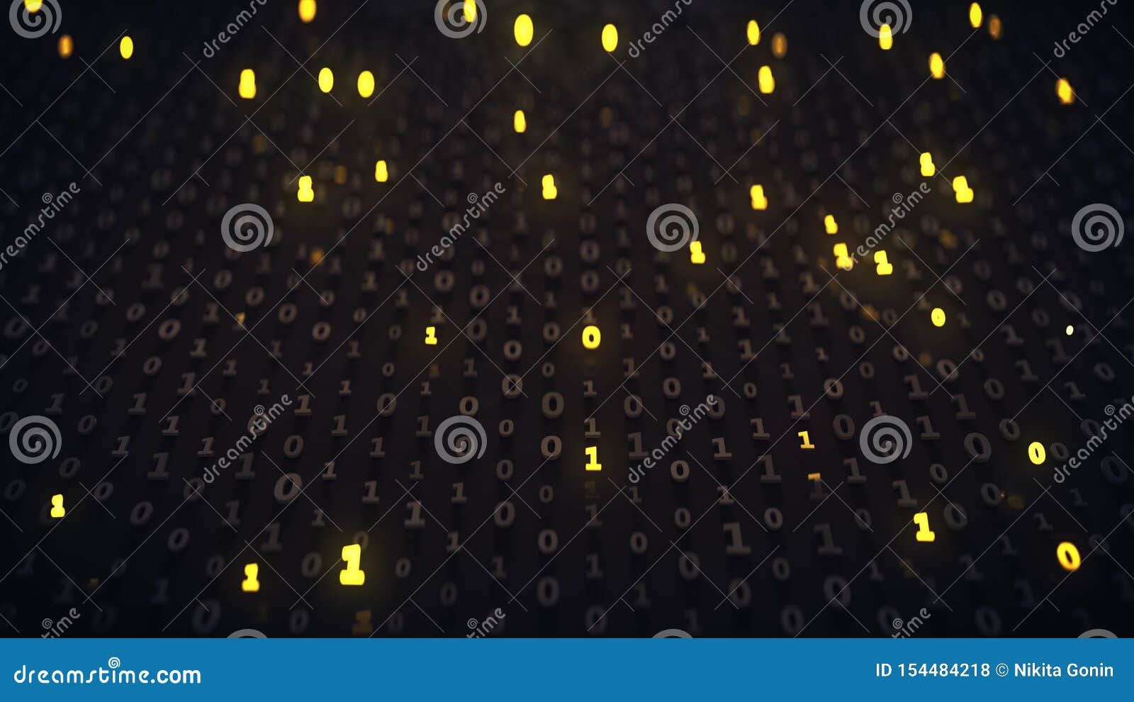 Matrix Of Binary Code With Illuminating Symbols 3d Render Stock Illustration Illustration Of