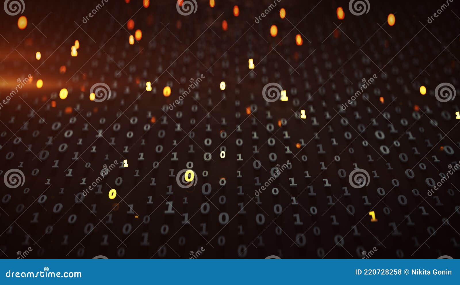 Matrix of Binary Code with Red Illuminating Symbols 3D Render Stock Illustration - Illustration ...