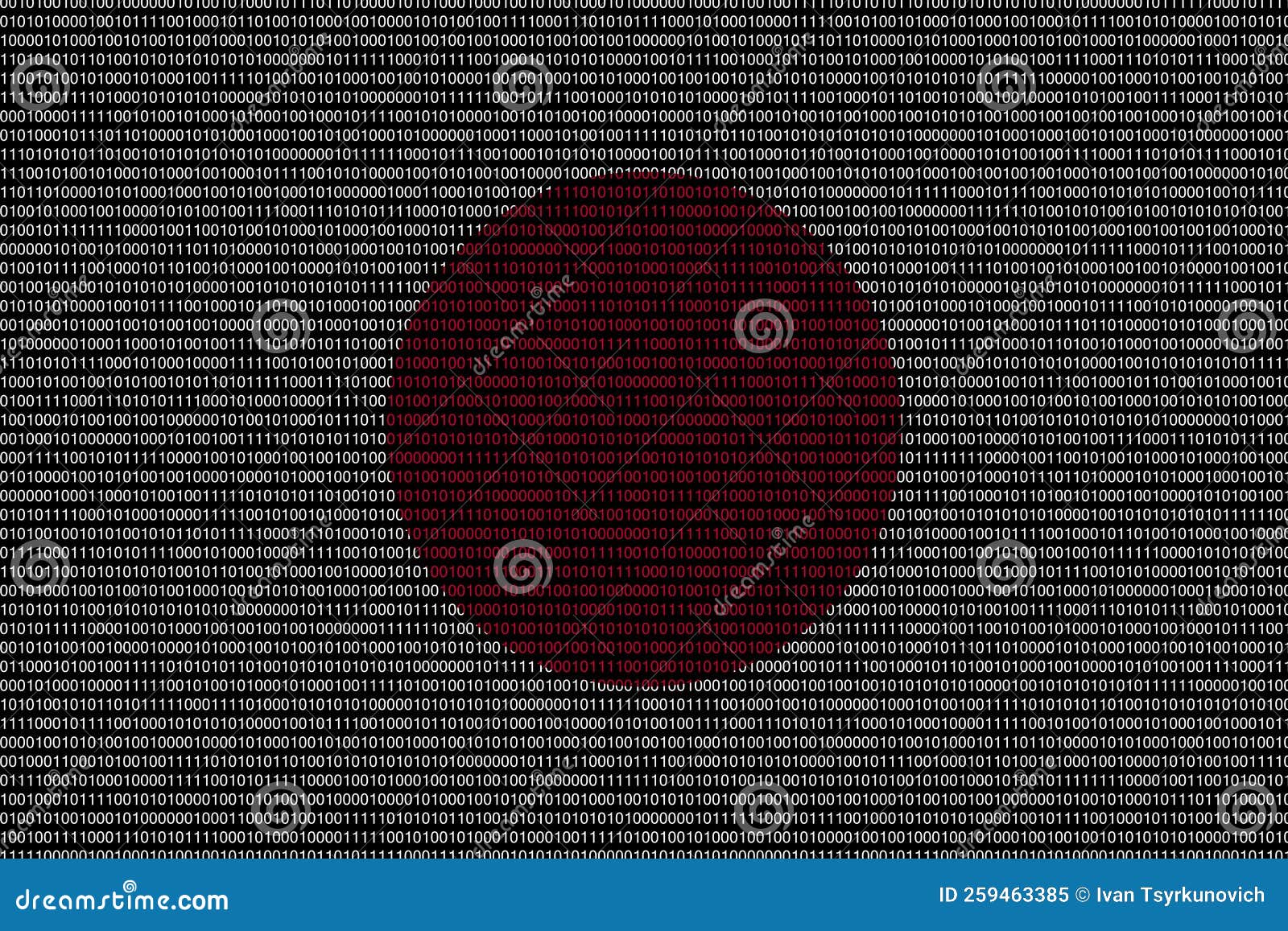 Matrix Binary Code of Zeros and Ones in Japan Flag Colors. Concept of ...