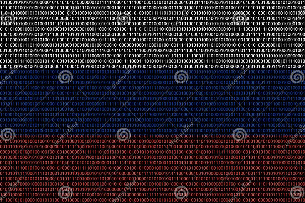 Matrix Binary Code of Zeros and Ones in Russia Flag Colors. Concept of ...
