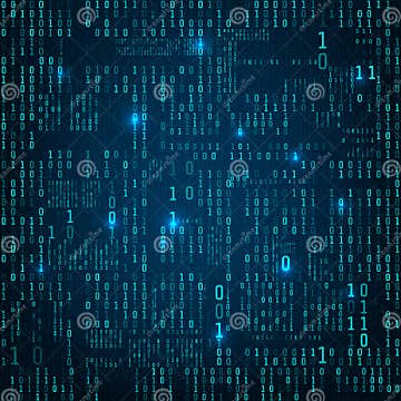 Matrix of Binary Numbers. Binary Computer Code. Flow of Blue Random ...