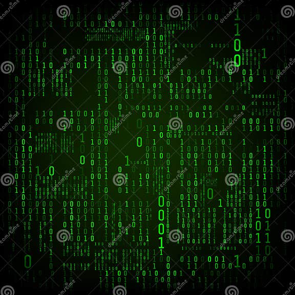 Matrix of Binary Numbers. Binary Computer Code. Green Digital Numbers. Futuristic or Sci-fi ...