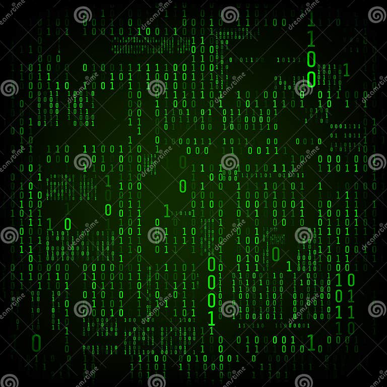 Matrix of Binary Numbers. Binary Computer Code. Green Digital Numbers. Futuristic or Sci-fi ...