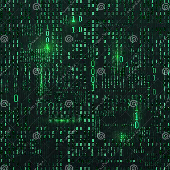 Matrix of Binary Numbers. Sci-fi Background. Binary Computer Code. Green Digital Numbers ...