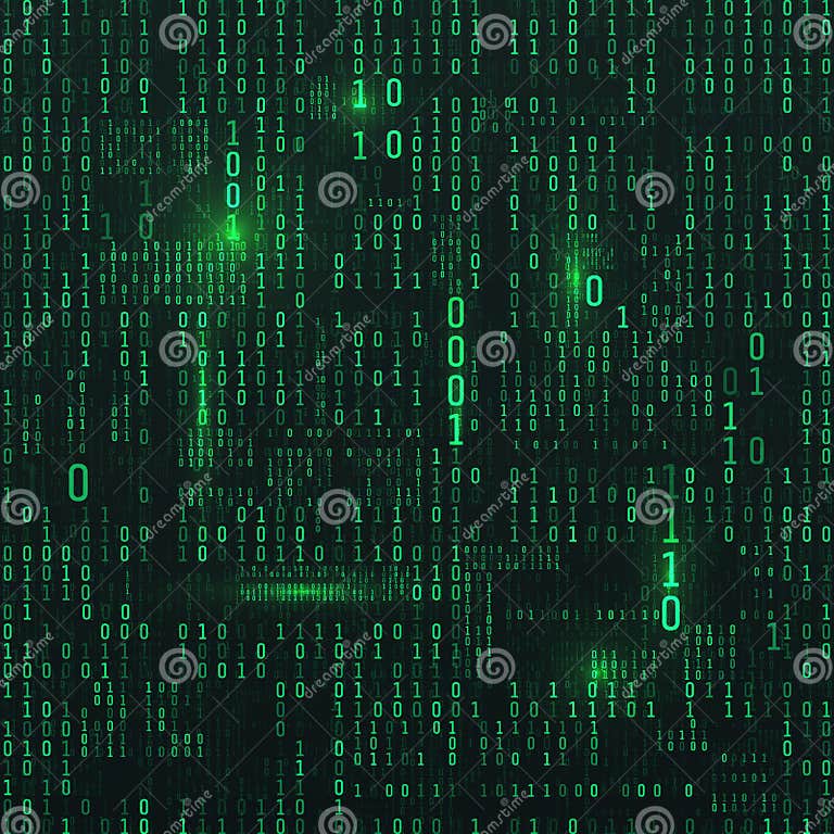 Matrix of Binary Numbers. Sci-fi Background. Binary Computer Code. Green Digital Numbers ...
