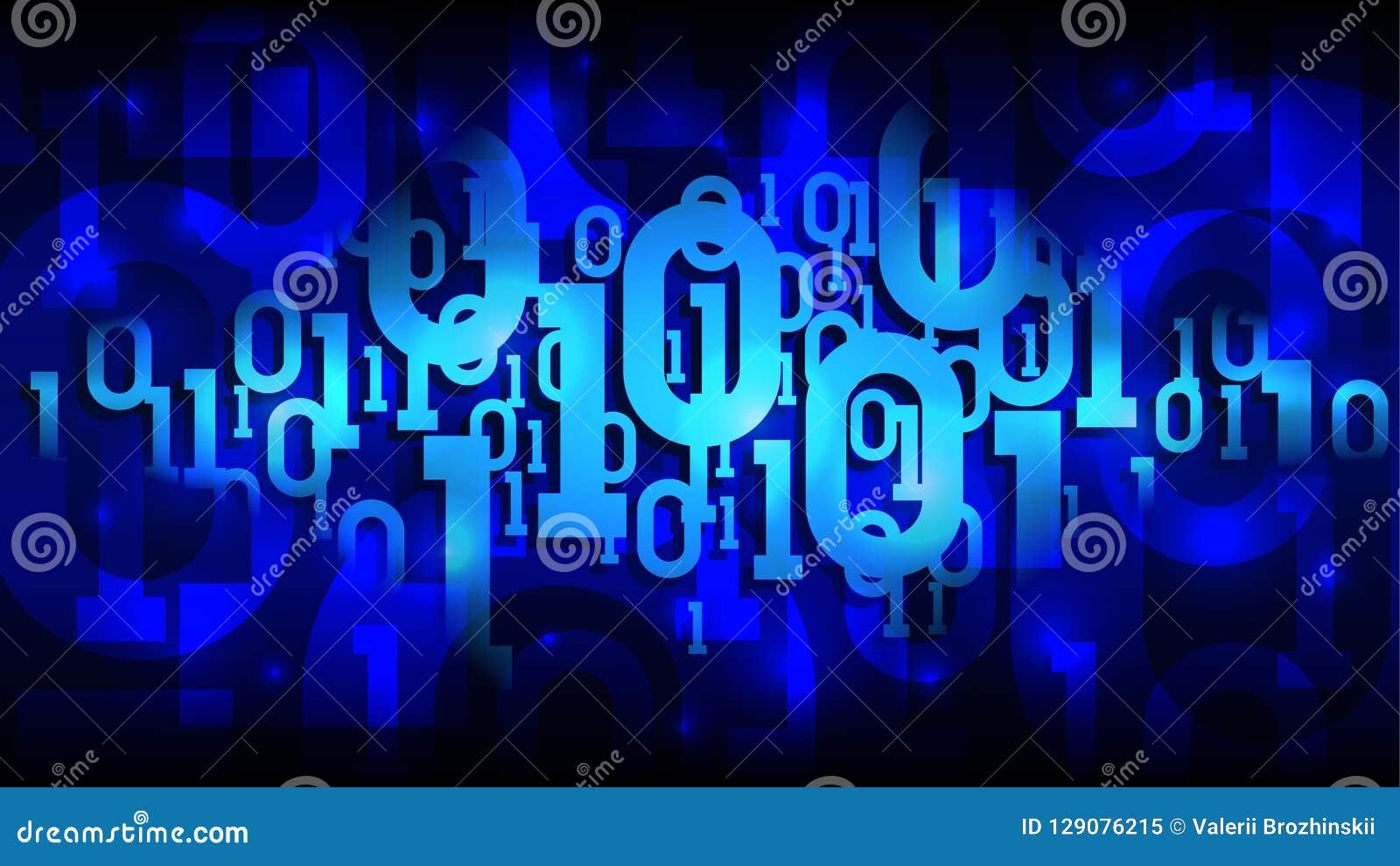 Matrix Blue Background with Binary Code, Shadow Digital Code in Abstract Futuristic Cyberspace ...