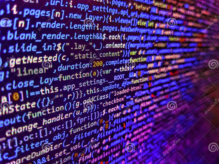 Matrix Byte of Binary Data Rian Code Running Abstract Background in Dark Blue Digital Style. Web ...