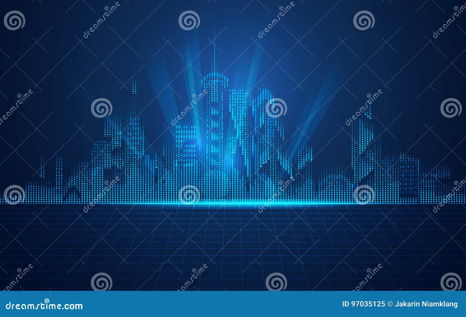 Matrix City stock vector. Illustration of skyline, graphic - 97035125