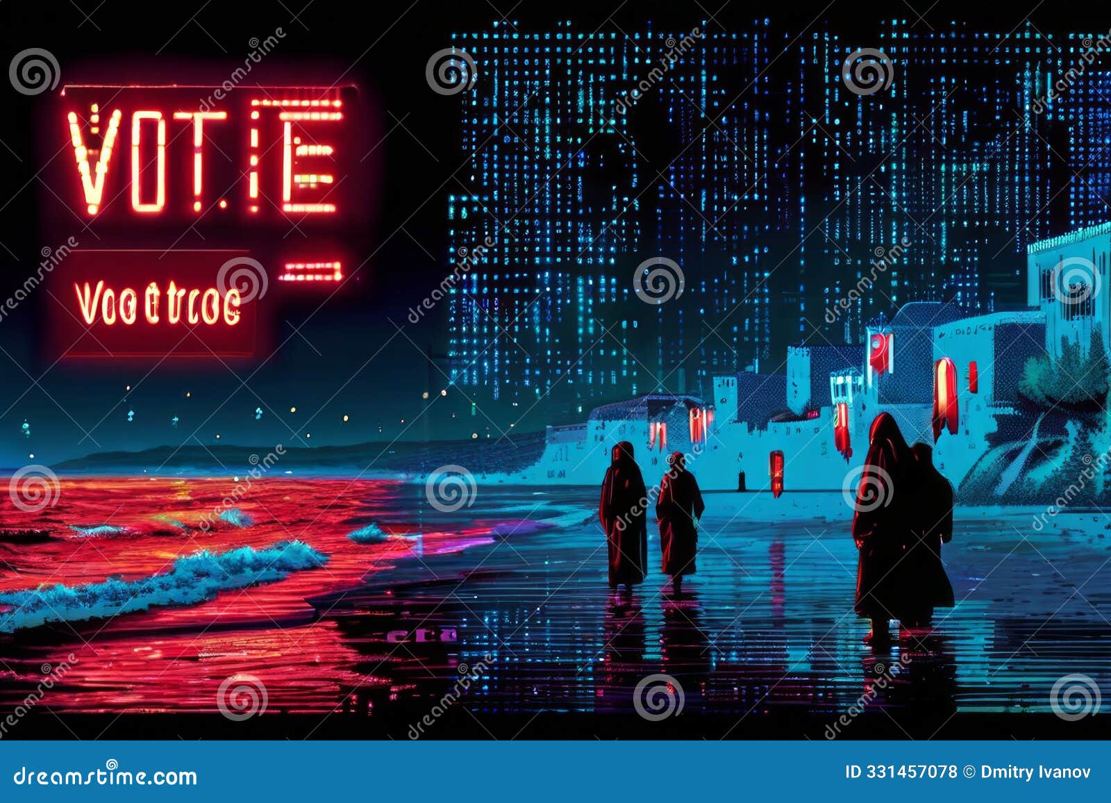 9 a Matrix Code and Ascii Art Combination Displaying a Coded Mes Stock ...