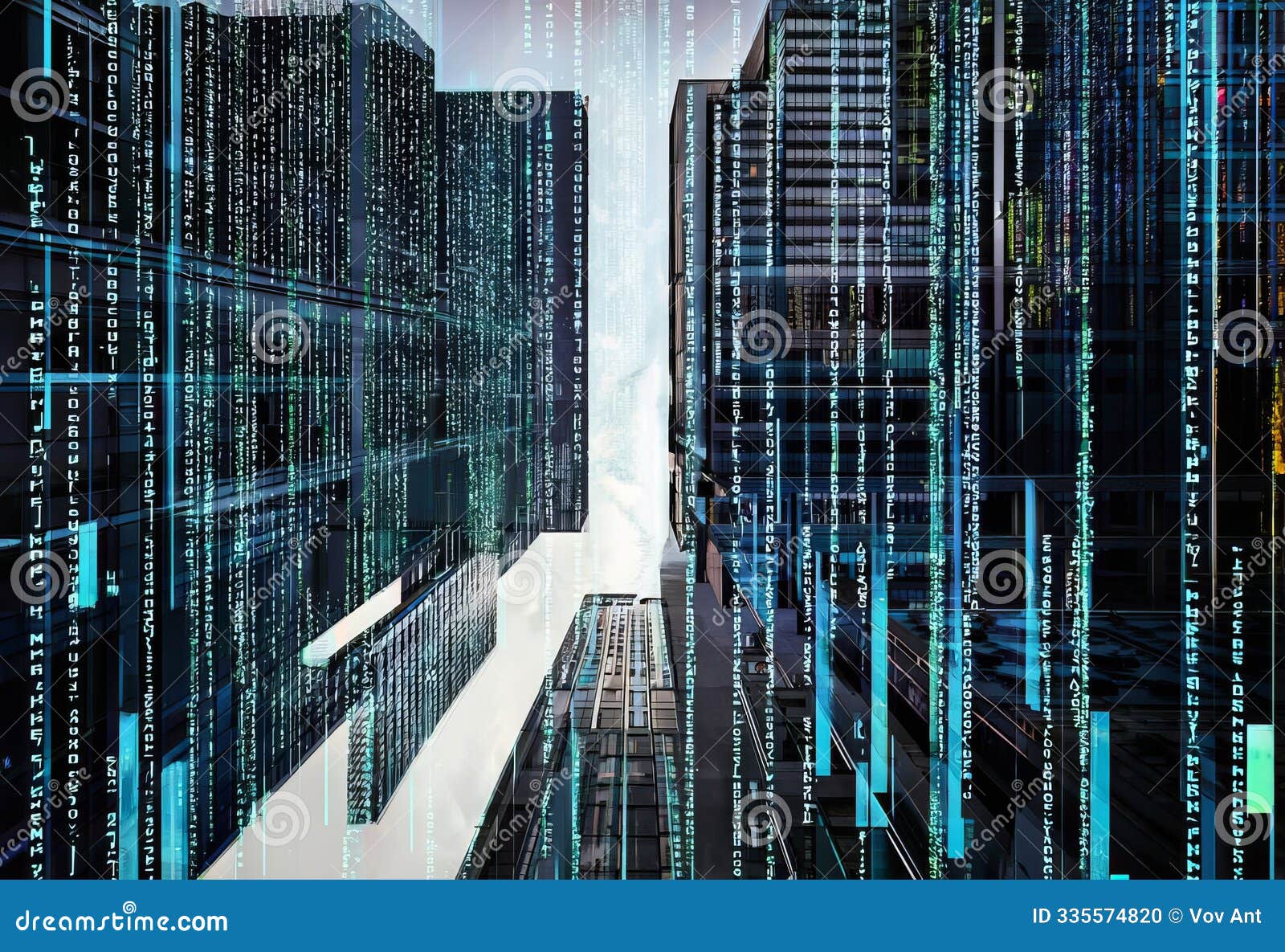 Matrix Code On Buildings Buildings With Matrix Code Flowing Down ...