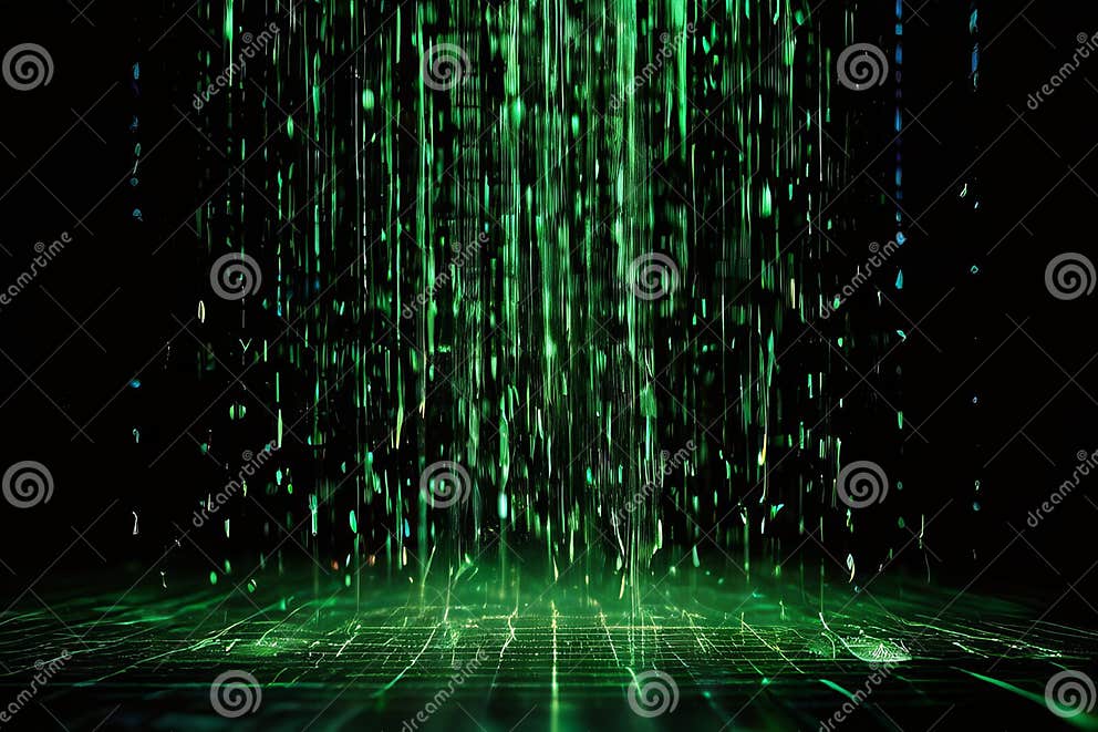 Matrix Code Cascade a Dynamic Digital Image of Green Characters Stock ...