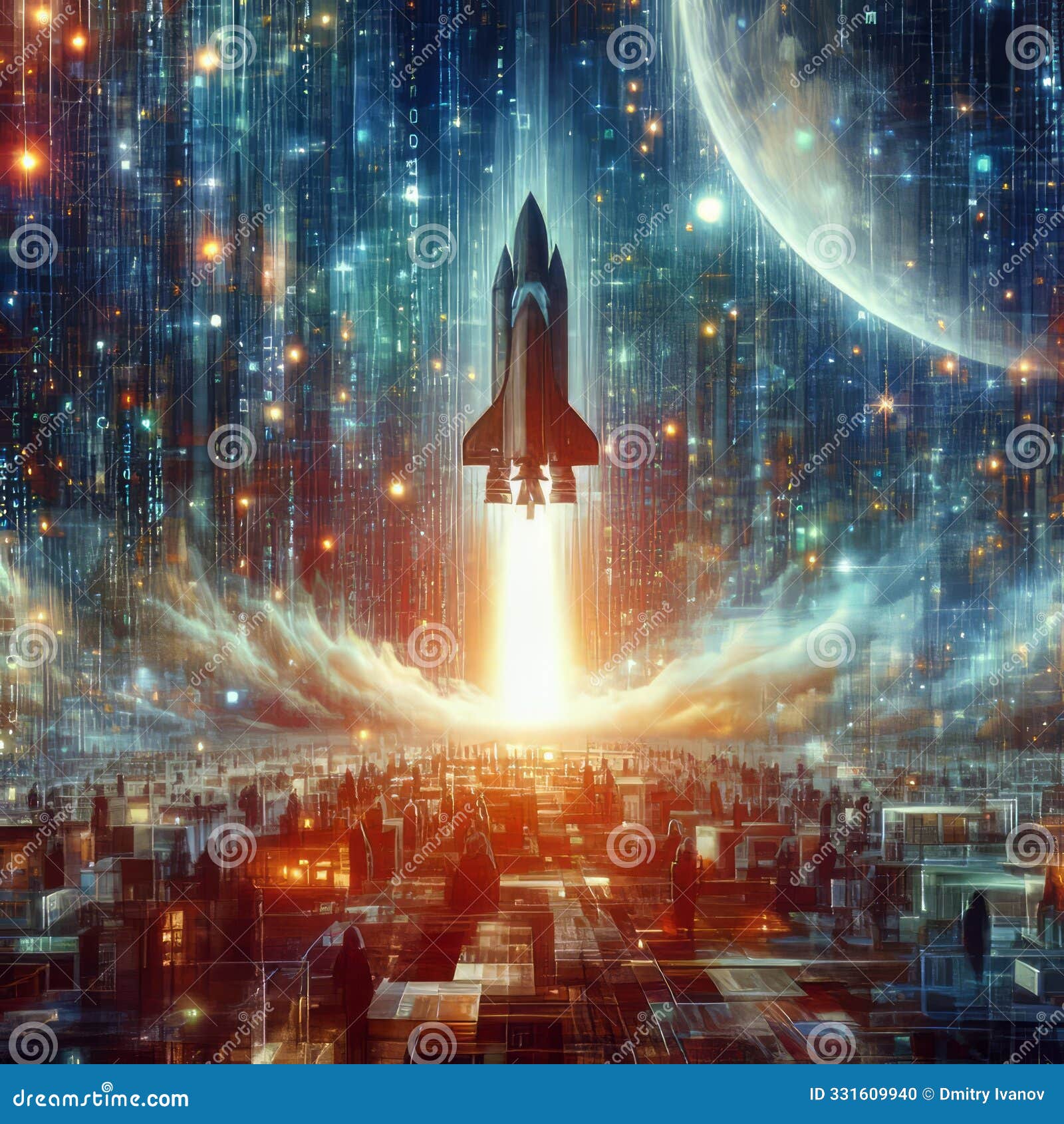 Matrix Code Digital Collage Layers of Matrix Code and Digital Stock ...