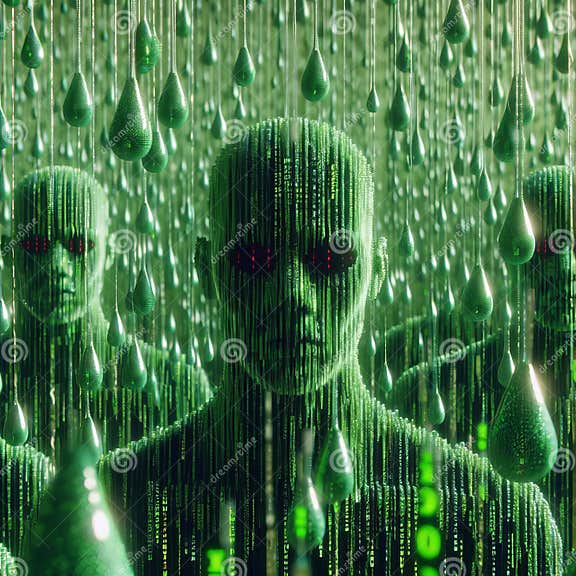 Matrix Code Drops Stylized To Look Like Falling Green Code Chara Stock ...