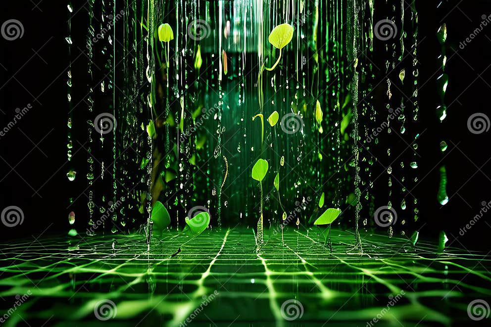 Matrix Code Drops Stylized To Look Like Falling Green Code Chara Stock ...