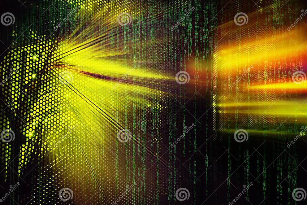 Matrix Code Light Indicators on the Mainframe Data Center in the Dark ...