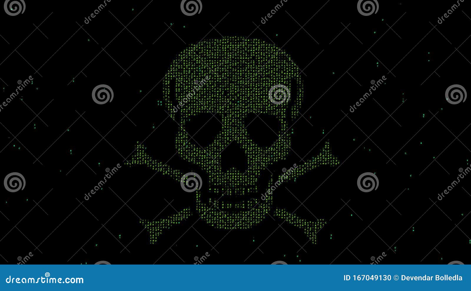Matrix Code Motion Graphics in the Shape of Skull Stock Footage - Video ...