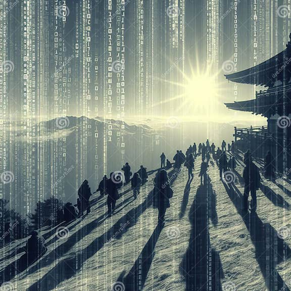 Matrix Code Photogram Shadowy Figures and Scenes from the Summit Stock ...