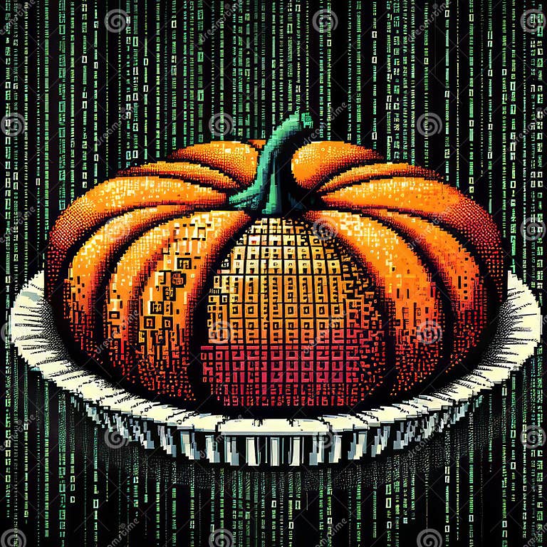 Matrix Code Pixel Art a Pixelated Pumpkin Pie with Matrix Code Stock ...