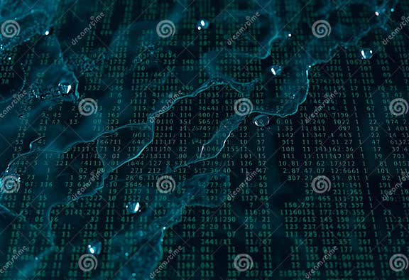 Matrix Code on Water Water Surfaces with Matrix Code Patterns Su Stock ...