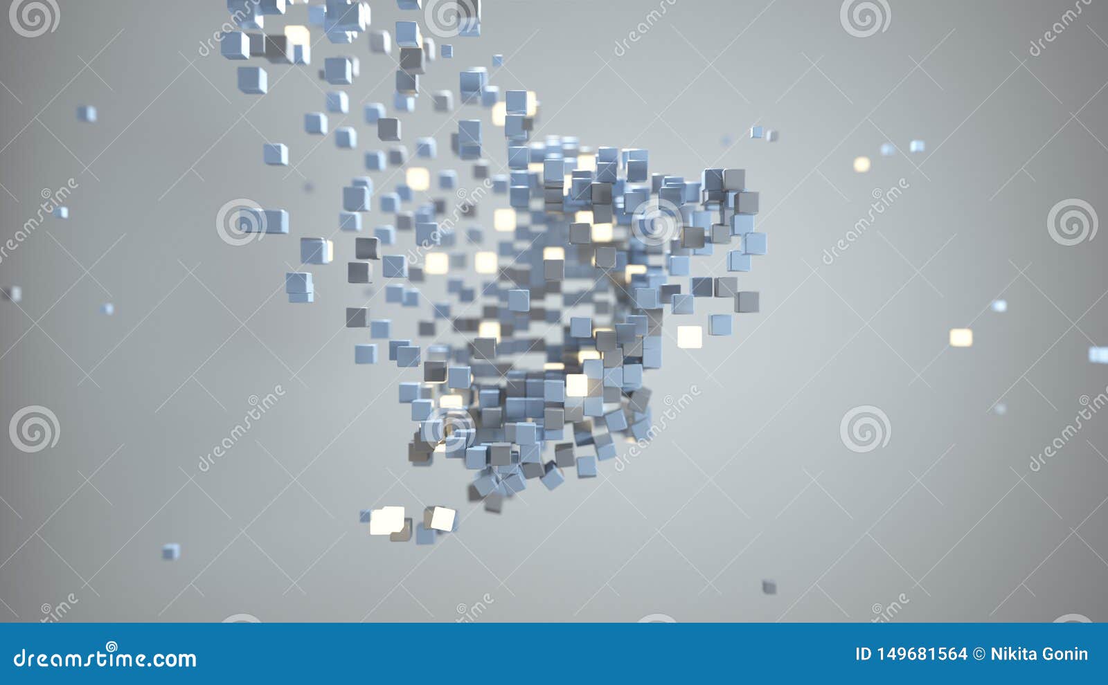 Matrix of Cubes in Space Abstract 3D Render Stock Illustration ...