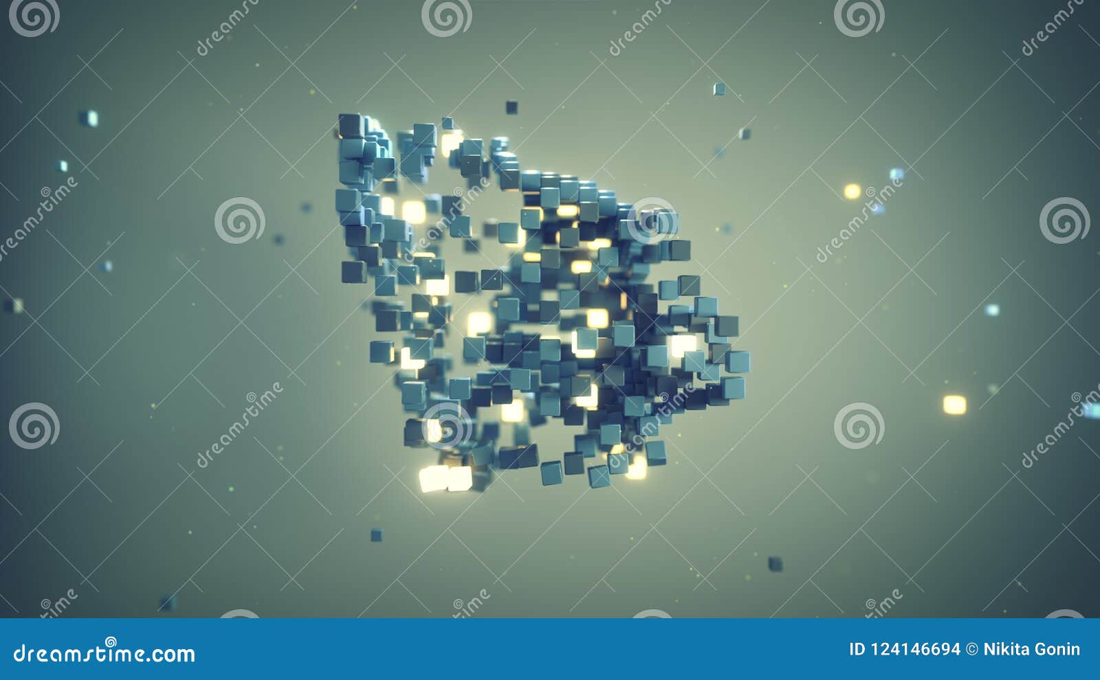 Matrix of Cubes in Space Abstract 3D Render Stock Illustration ...