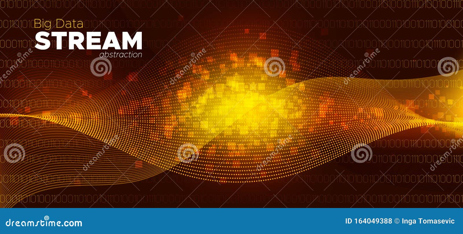 Matrix Data Stream. Gold Science Wallpaper Stock Vector - Illustration ...