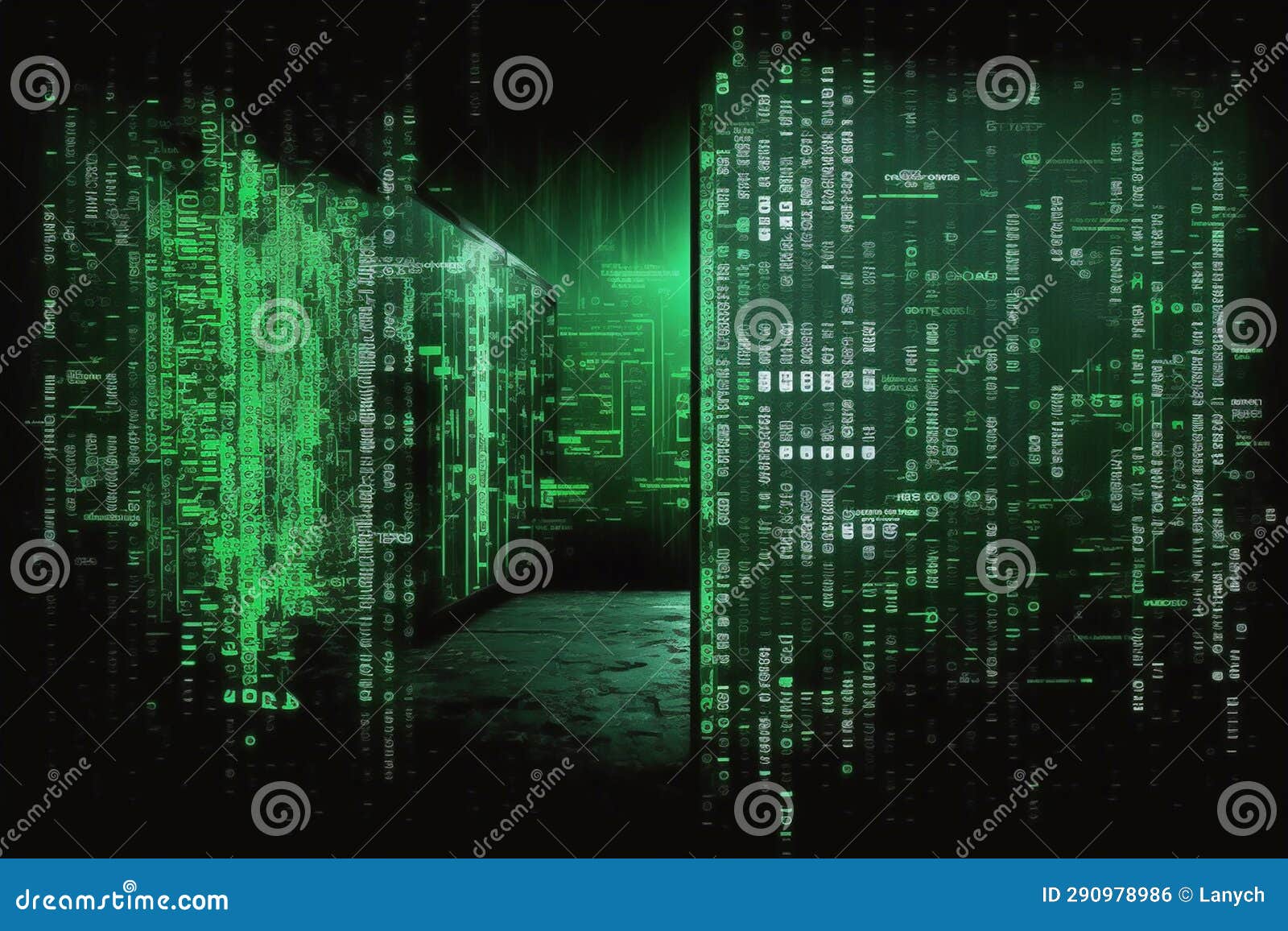 Matrix Digital Background with the Green Numbers and Symbols Structure ...