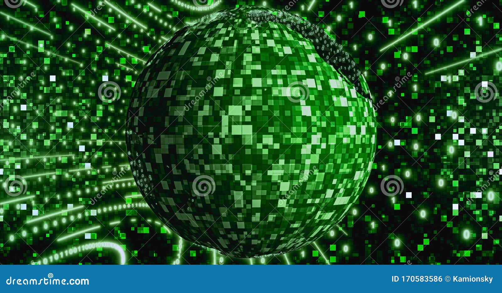 Matrix Digital Binary Background with Rotating Planet Earth. Animation ...