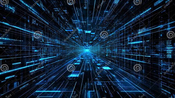Matrix of Digital Binary Codes - 3D Rendering of a Scientific ...