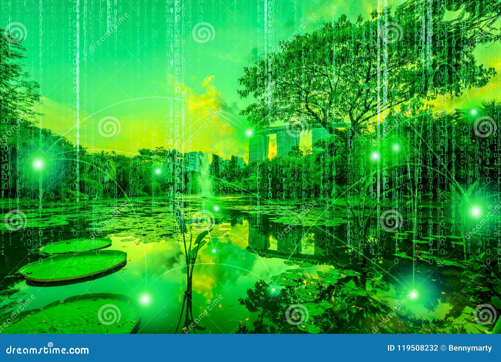 Matrix digital trees stock illustration. Illustration of panorama ...