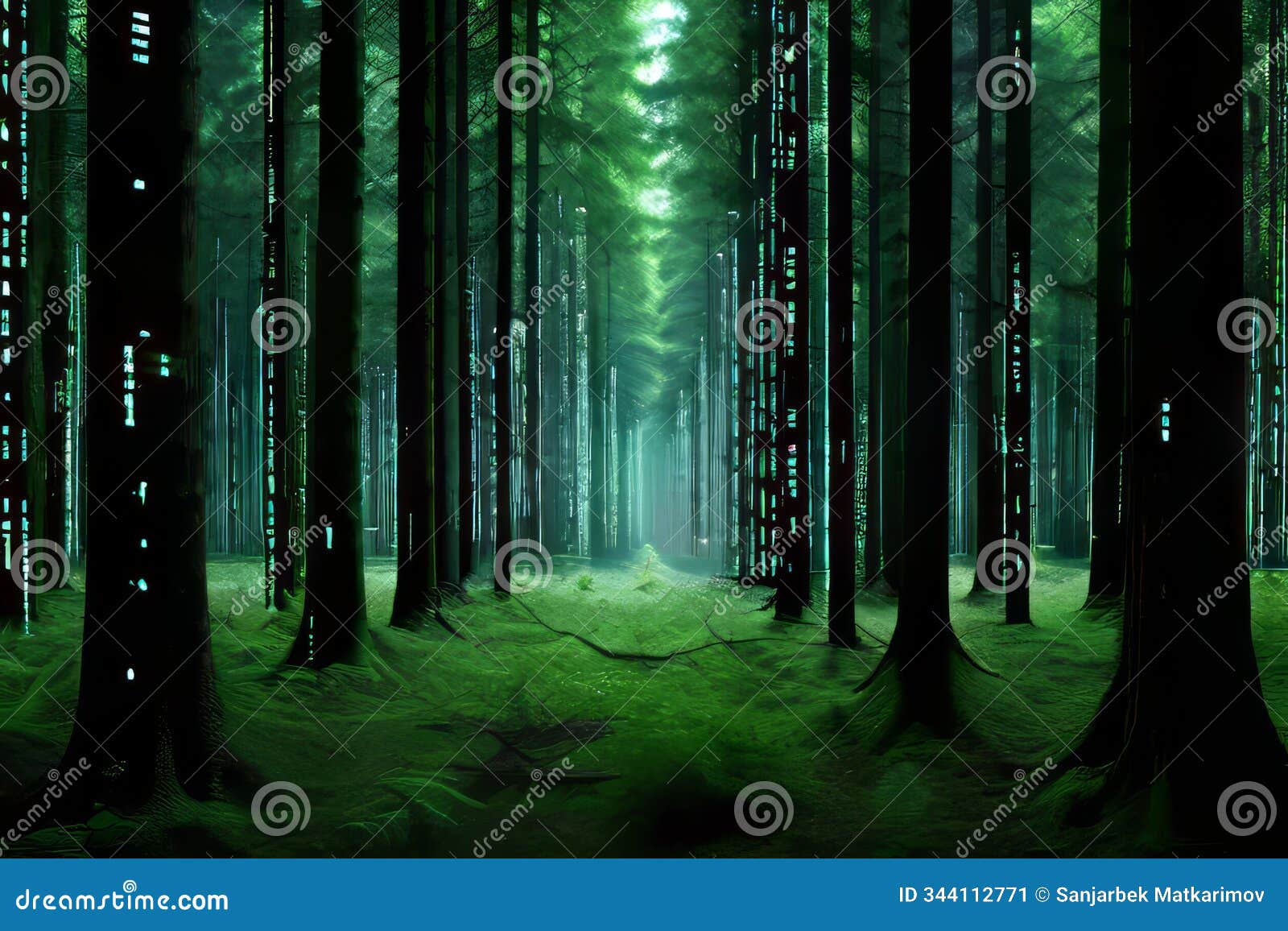 Matrix Forest a Forest Scene Depicted in Matrix Code Stock Illustration ...
